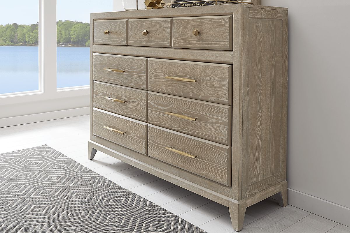 Cindy Crawford Kailey Park 8 Pc Light Oak Wood Queen Bedroom Set With 3 ...