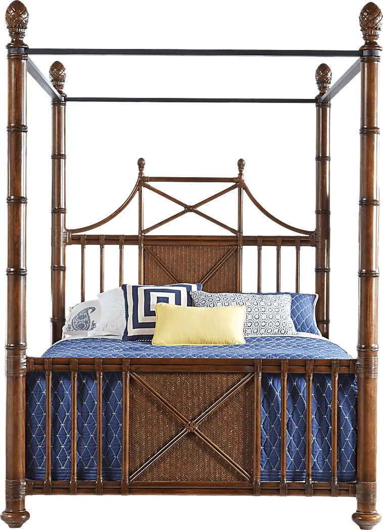 Cindy Crawford Key West Dark Pine Wood 4 Pc Canopy X Queen Bed | Rooms ...