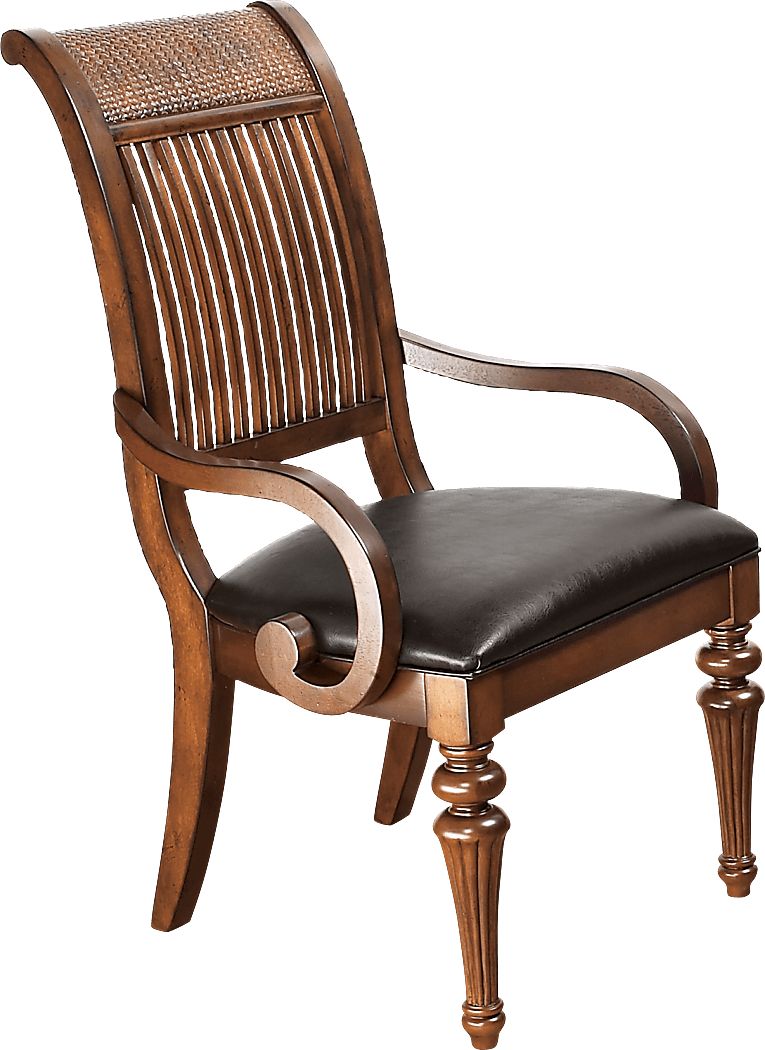 Cindy Crawford Key West Tobacco Dark Wood Arm Chair | Rooms to Go