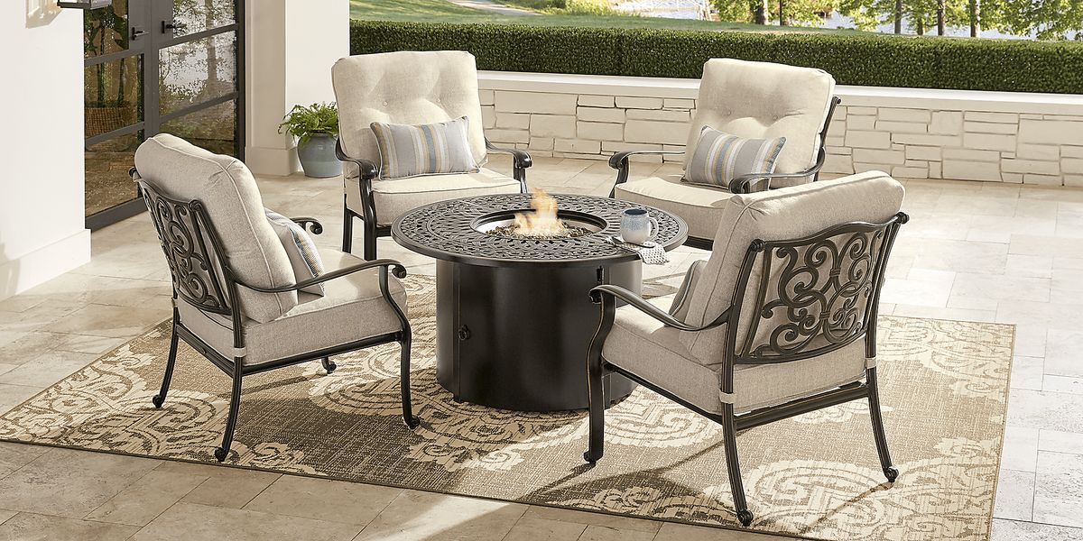 Cindy Crawford Lake Como 5 Pc Bronze Metal Malt Aluminum Outdoor ...