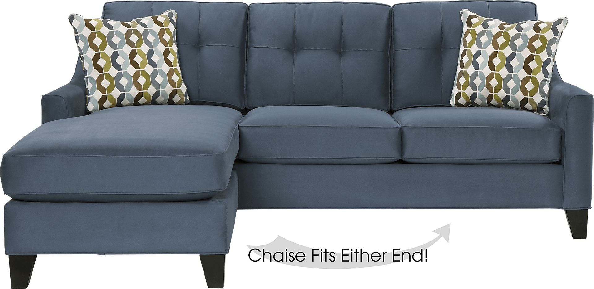 Cindy Crawford Madison Place Indigo Blue Microfiber 2 Pc Sectional ...