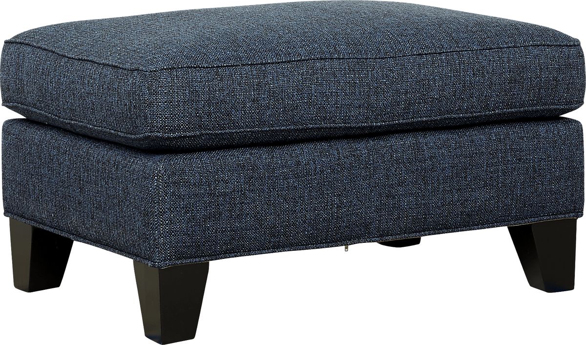 Cindy Crawford Madison Place Midnight Blue Textured Ottoman | Rooms to Go