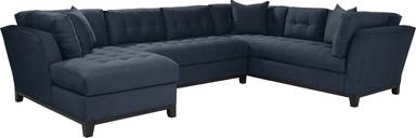 Cindy Crawford Metropolis Way 5 Pc Sapphire Blue Microfiber Living Room ...