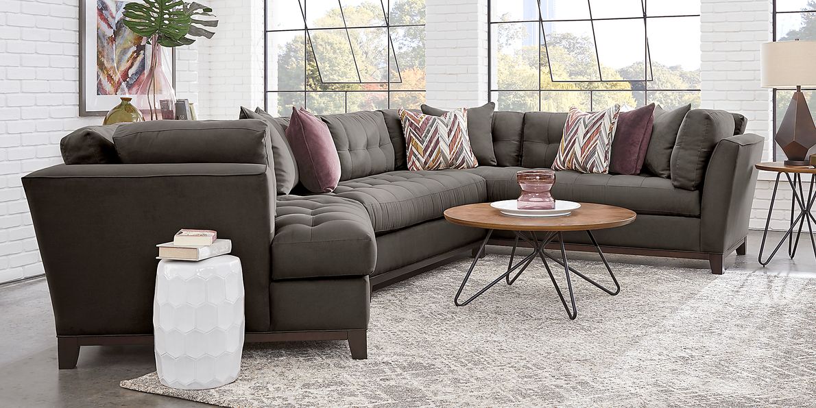 Cindy Crawford Home Metropolis Microfiber Sectional Sofa | Baci Living Room