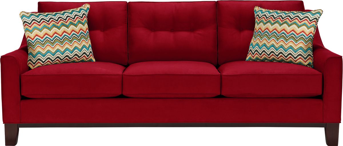Cindy Crawford Montclair Cardinal Red Microfiber Sofa | Rooms to Go