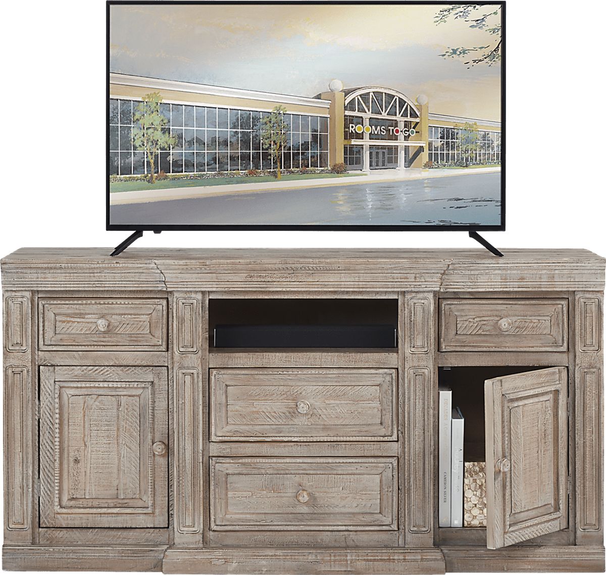 Cindy Crawford Pine Manor Brown Dark Wood Console | Rooms to Go