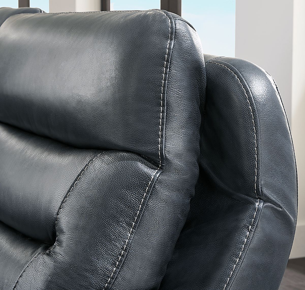 Cindy Crawford Regis Park Midnight Blue Leather 5 Pc Dual Power Reclining Sectional | Rooms to Go