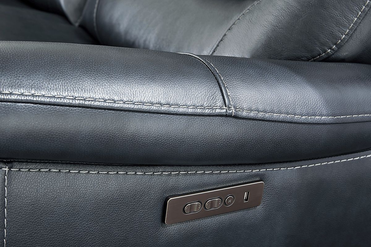 Cindy Crawford Regis Park Midnight Blue Leather 5 Pc Dual Power ...