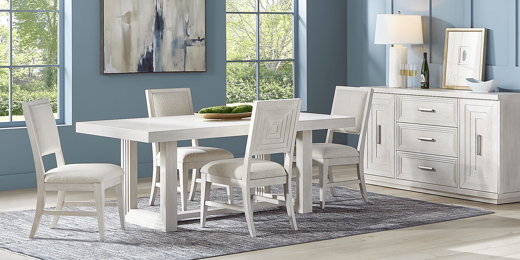 Cindy Crawford Royal Park 5 Pc Ivory Light Wood,White Dining Room Set ...