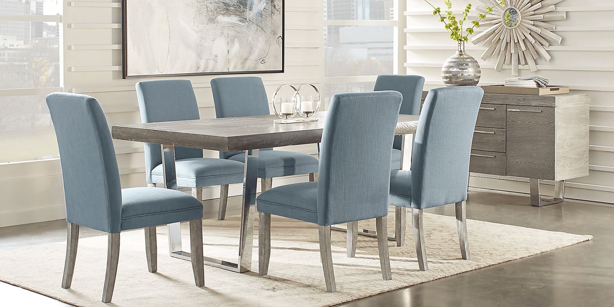 Cindy Crawford San Francisco 7 Pc Gray Blue Dining Room Set With Dining ...