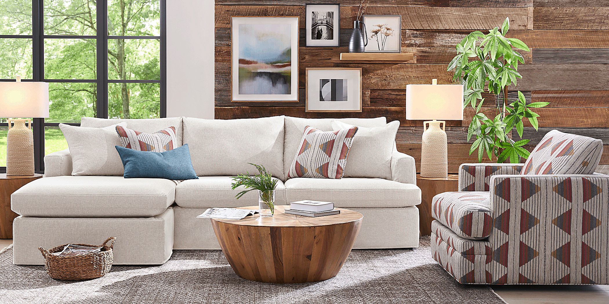 Cindy Crawford Soho Loft 4 Pc Beige Woven Living Room Set With Chaise ...