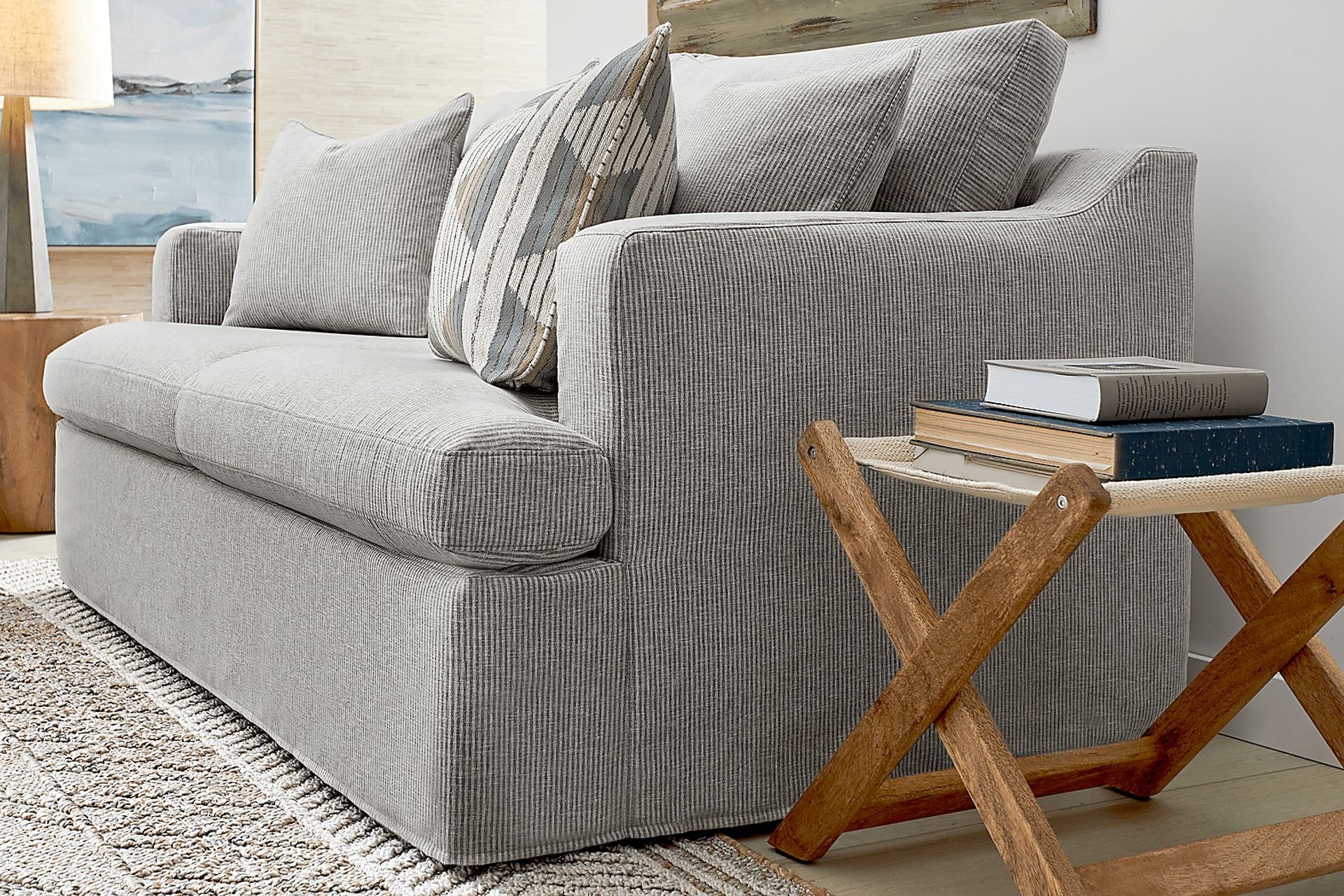 Cindy Crawford Soho Loft Gray Cotton,Polyester Fabric Sleeper Sofa ...