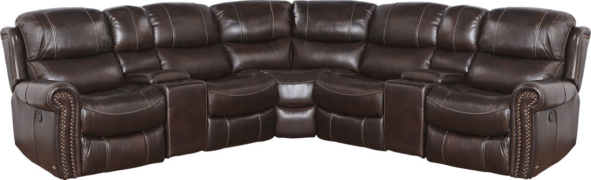 Cindy Crawford Walden Manor Brown Leather 7 Pc Sectional | Rooms to Go