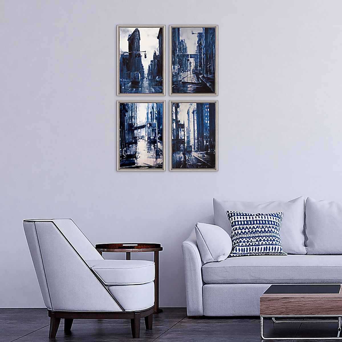 City Blues Blue Artwork , Set Of 4 | Rooms to Go