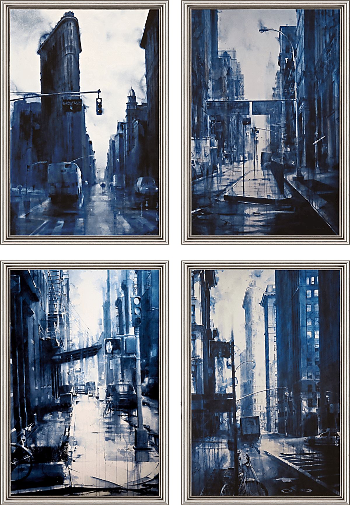 City Blues Blue Artwork , Set Of 4 | Rooms to Go
