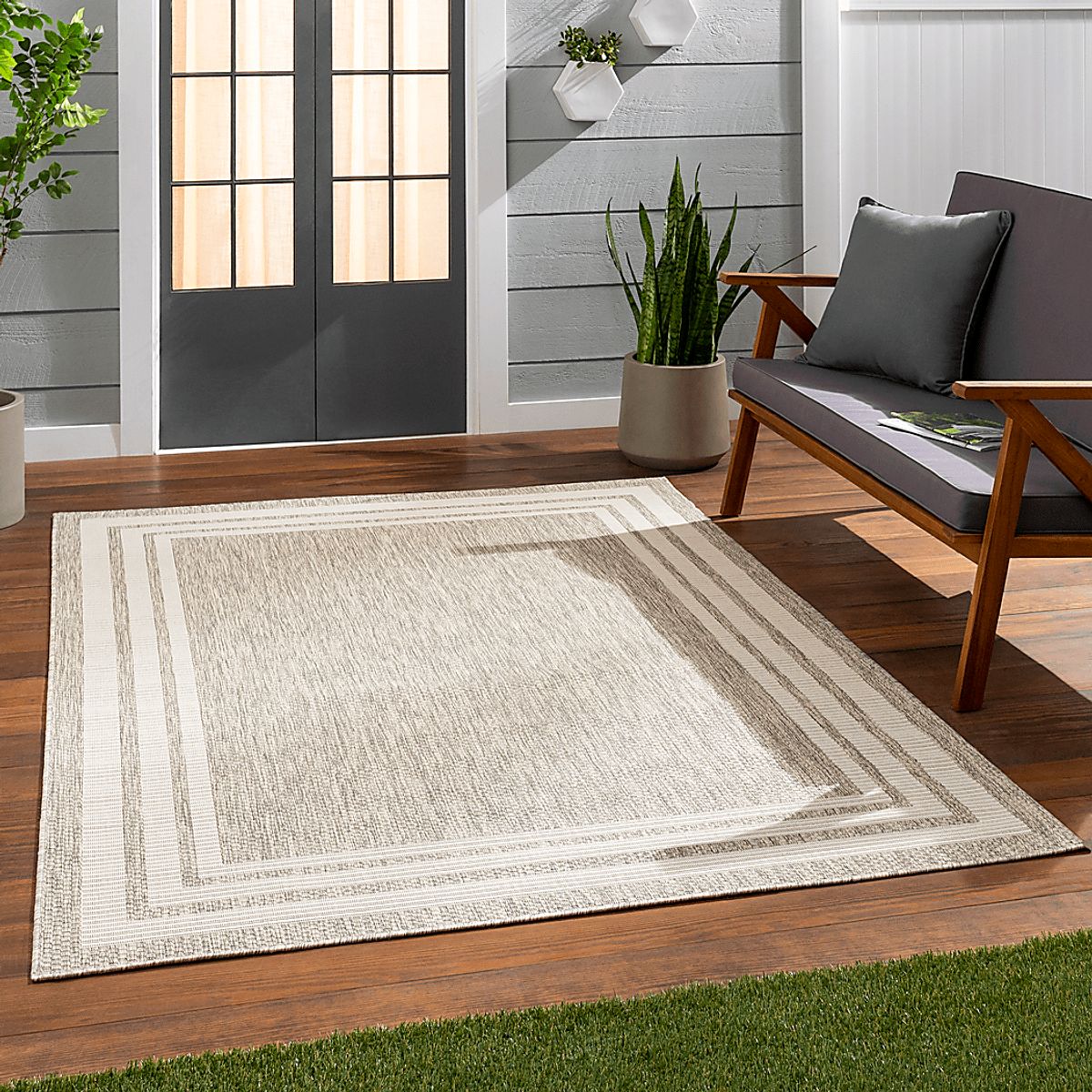 Civada Oatmeal Beige Polypropylene Fabric Outdoor Rug | Rooms to Go