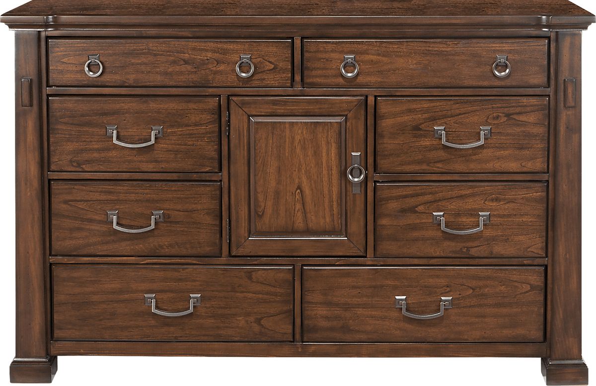 Clairfield 5 Pc Tobacco Dark Wood Queen Bedroom Set With Dresser, 3 Pc ...