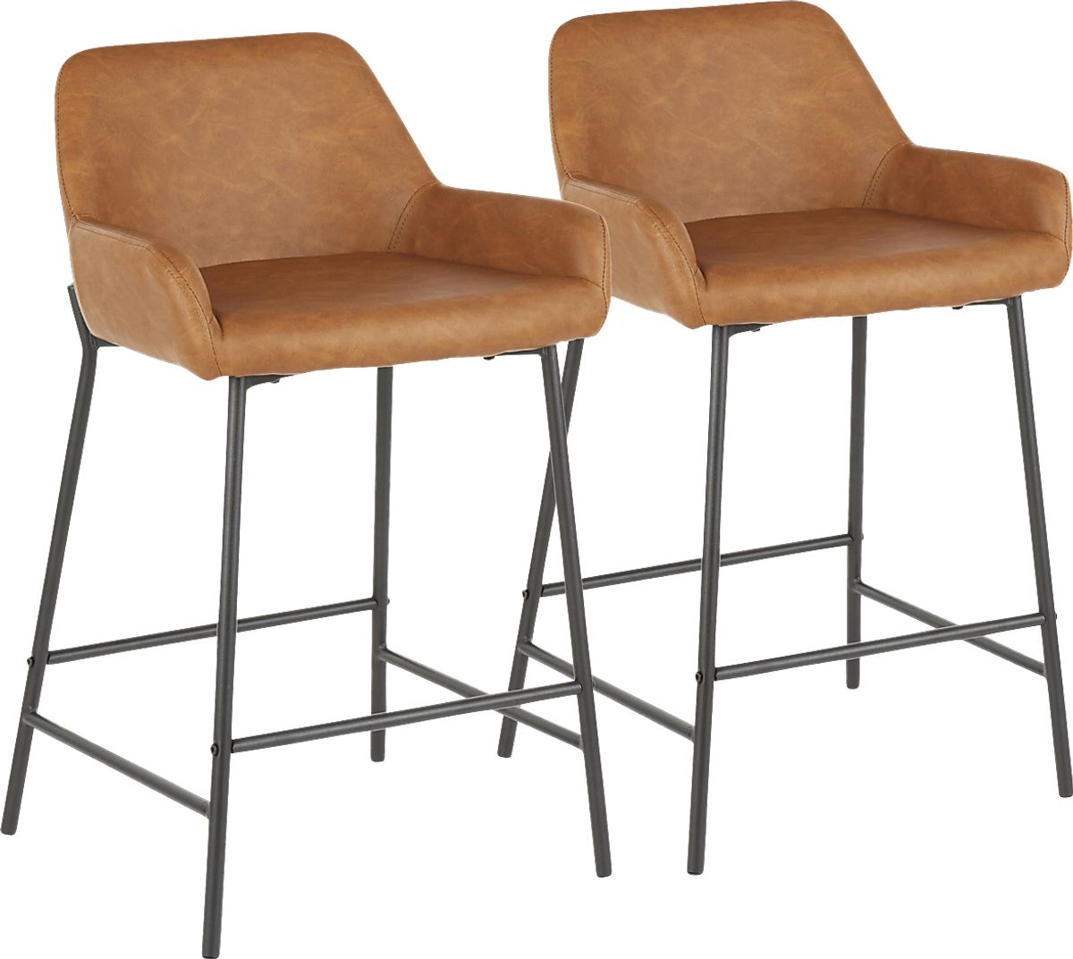Clarain Black Black,Colors Camel Brown Coutner Height Stool, Set Of 2 ...