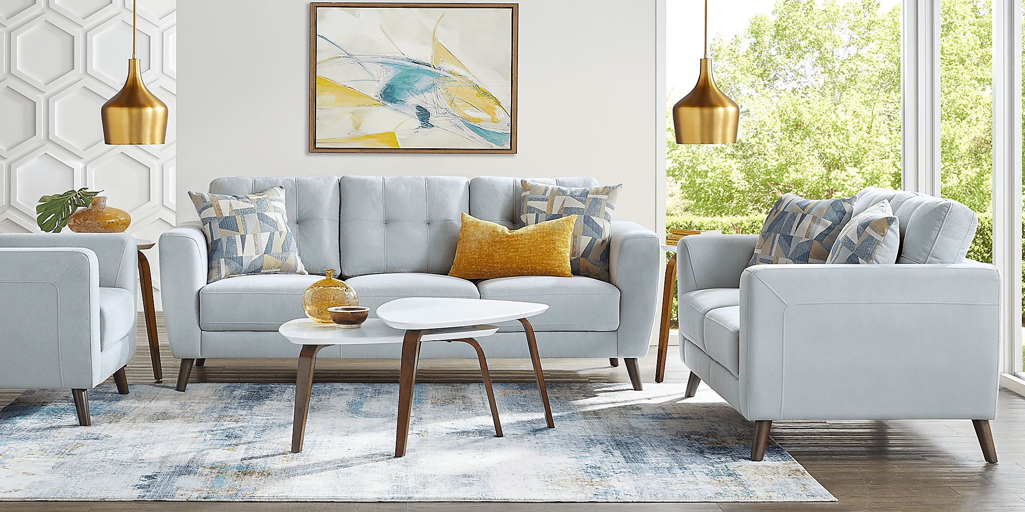 Claremont Heights 2 Pc Hydra Blue Woven Living Room Set With Sofa ...