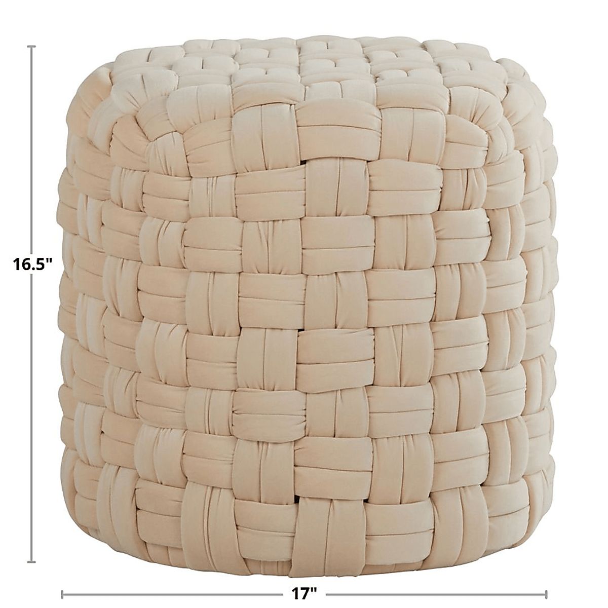 Clendenin Cream Beige Velvet Plush Ottoman | Rooms to Go