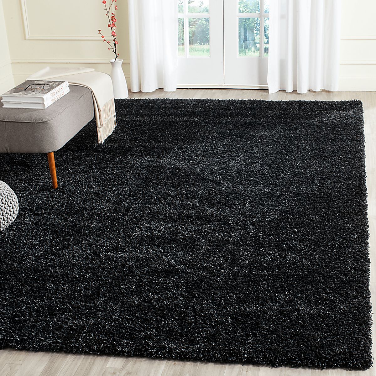 Cleona Black Polypropylene Fabric Rug | Rooms to Go