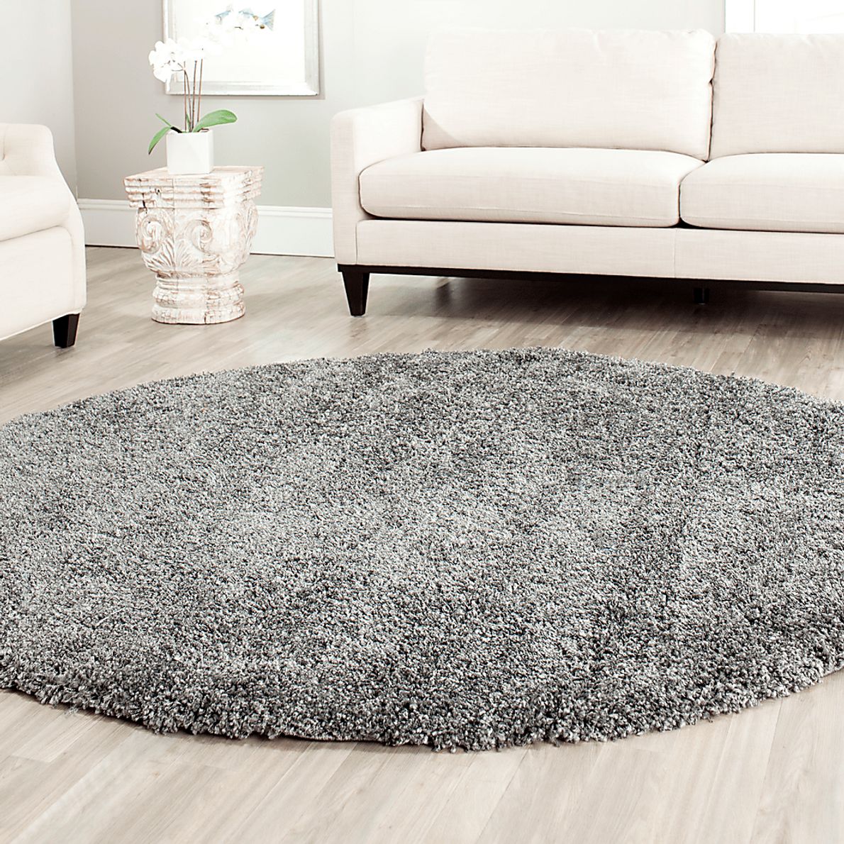 Cleona Dark Gray 4' Round Rug - Rooms To Go