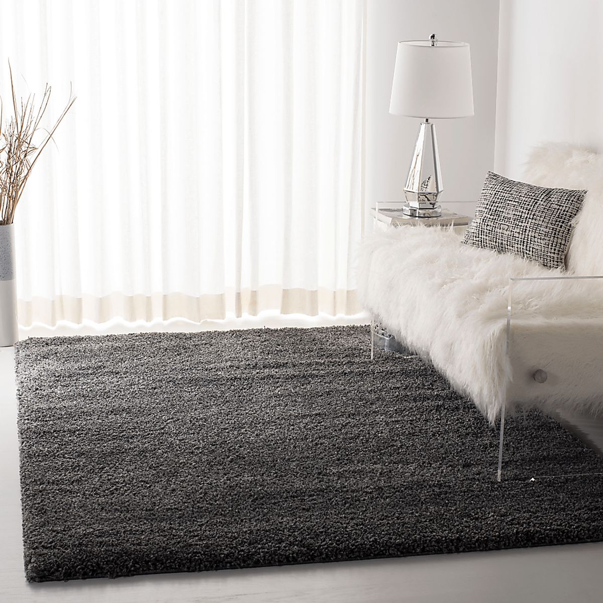 Cleona Dark Gray Polypropylene Fabric Rug | Rooms to Go