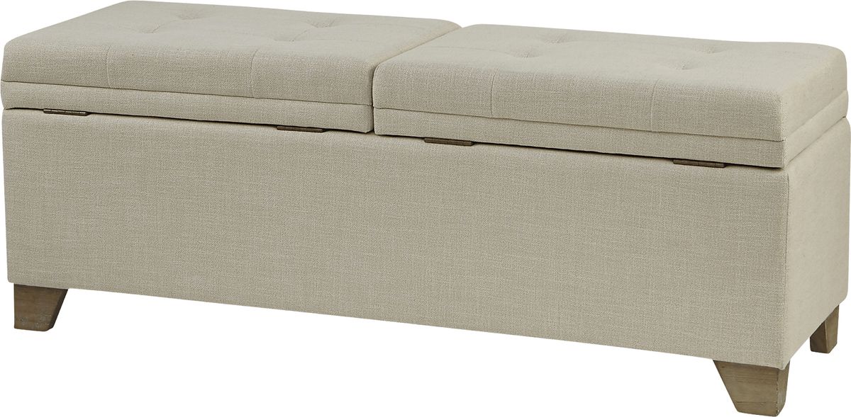 Clivden Natural Beige,White Storage Bench | Rooms to Go