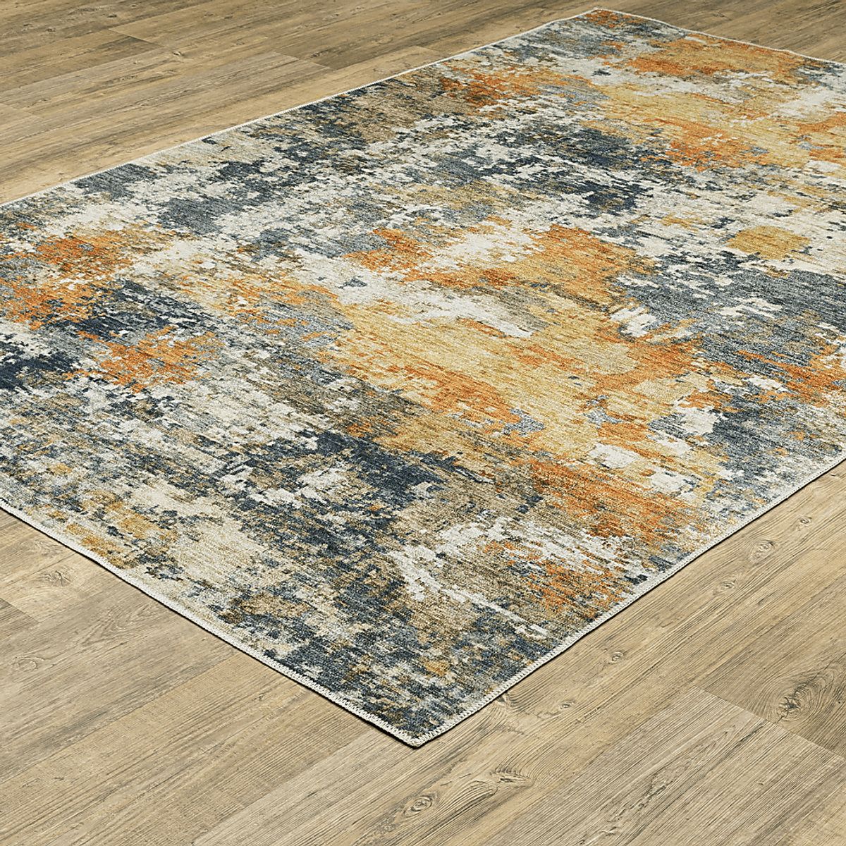 Clouston Gold Yellow Polyester Fabric Rug | Rooms to Go