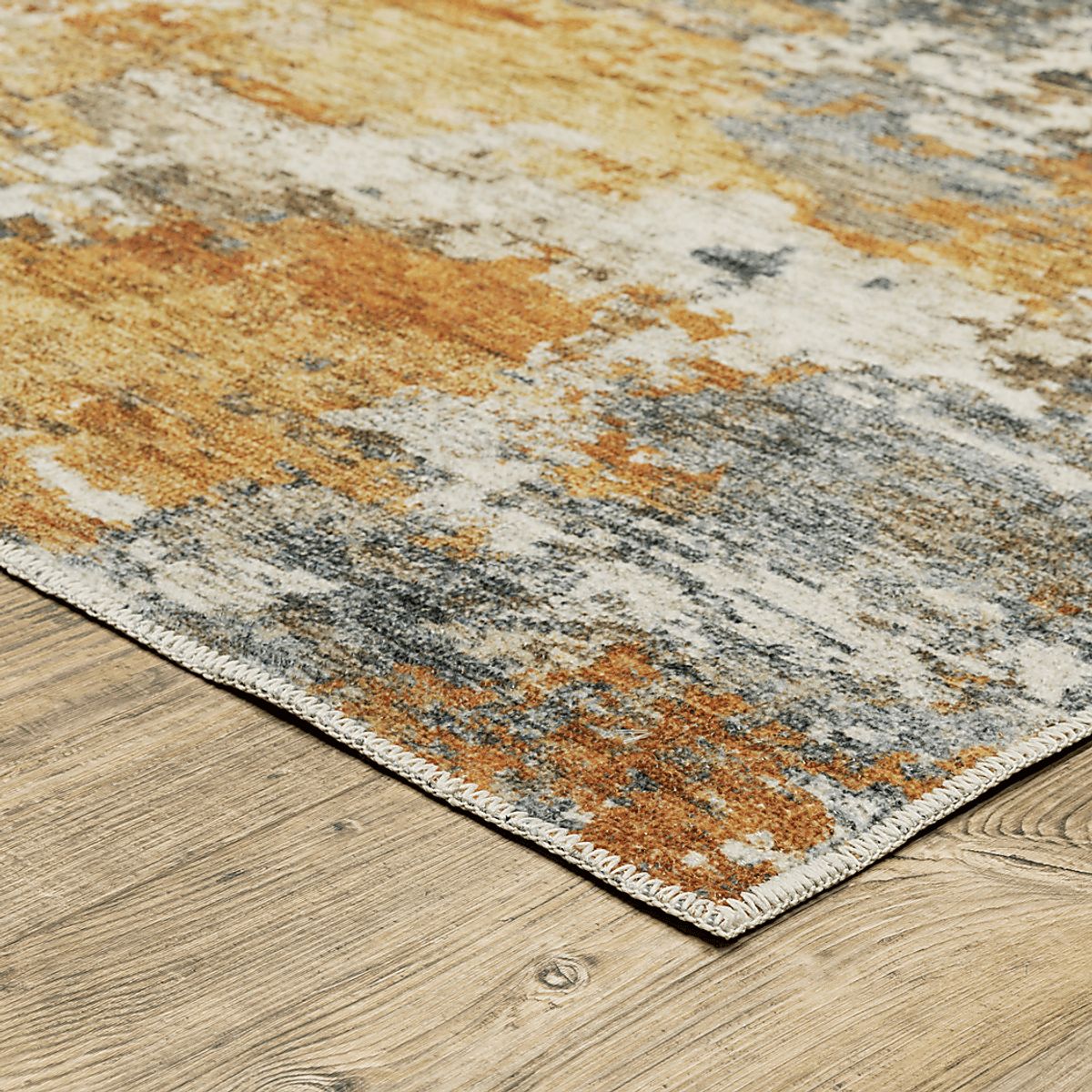 Clouston Gold Yellow Polyester Fabric Rug | Rooms to Go