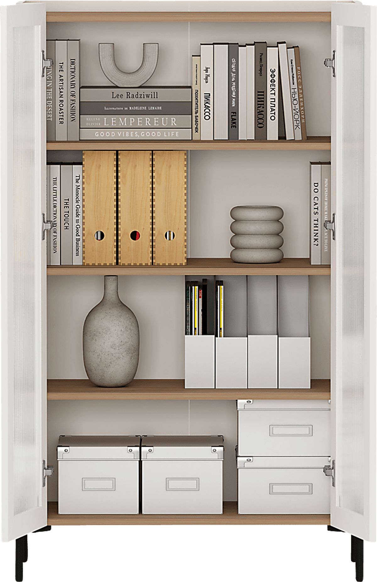 Cloverdaley Off-White Light Wood,White Beige,White Decor Cabinet ...