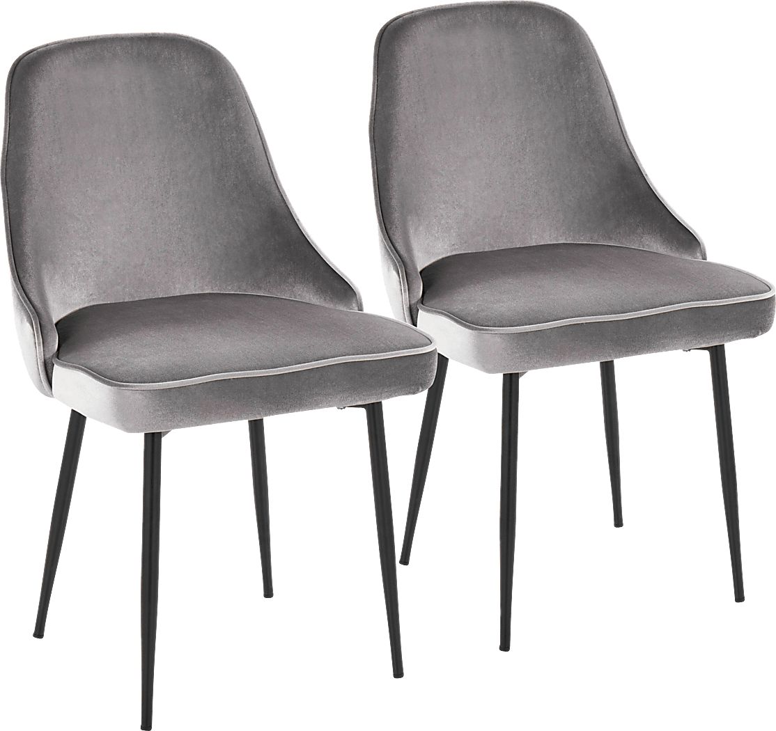 Clovis III Silver Gray Velvet Plush Dining Chair, Set Of 2 | Rooms to Go