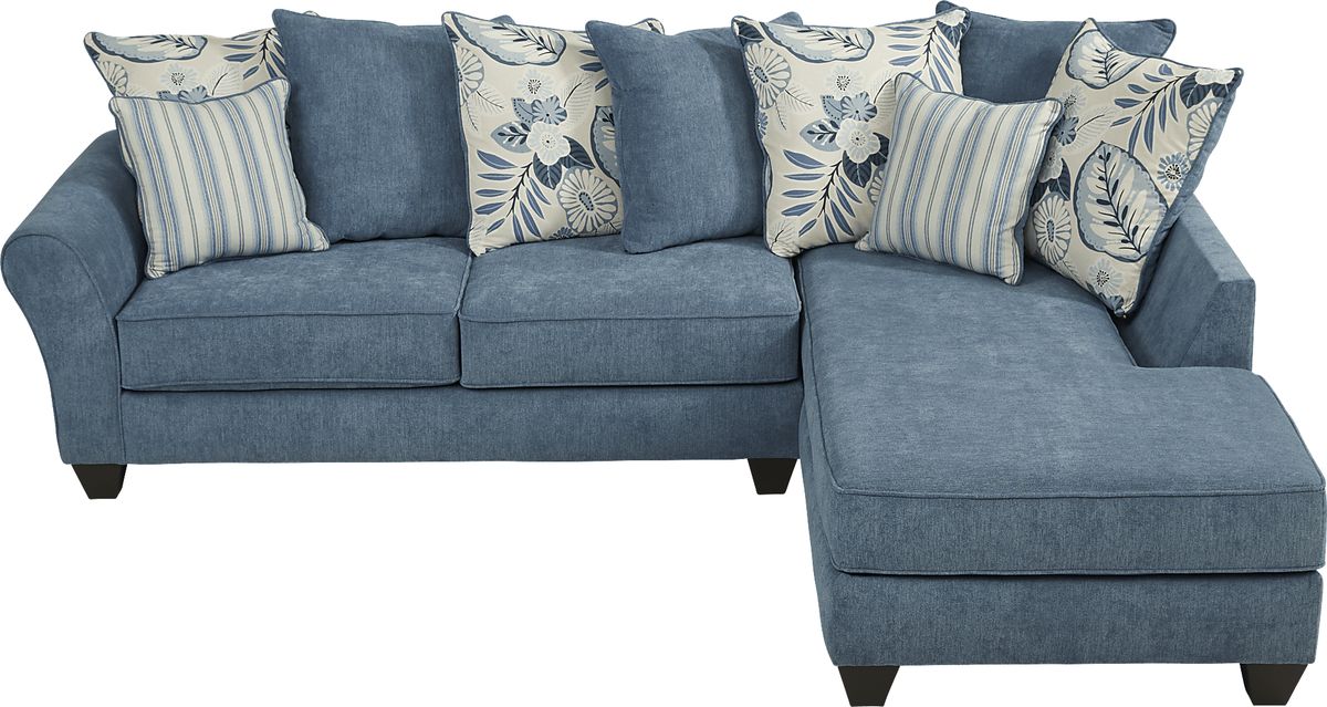 Coastside 3 Pc Chambray Blue Polyester Fabric Living Room Set With 2 Pc ...