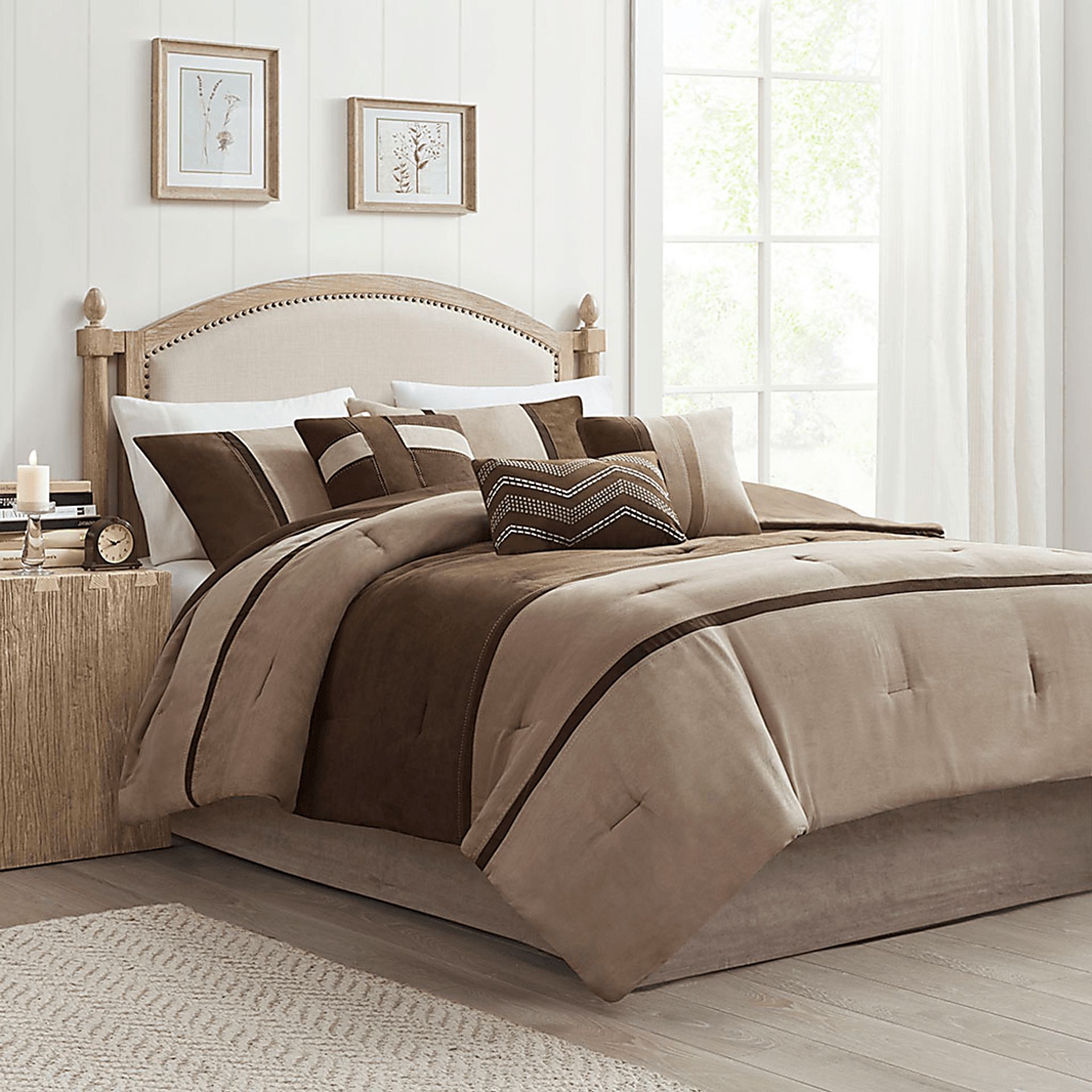 Colapissa Brown Polyester Fabric 7 Pc King Comforter Set Rooms to Go