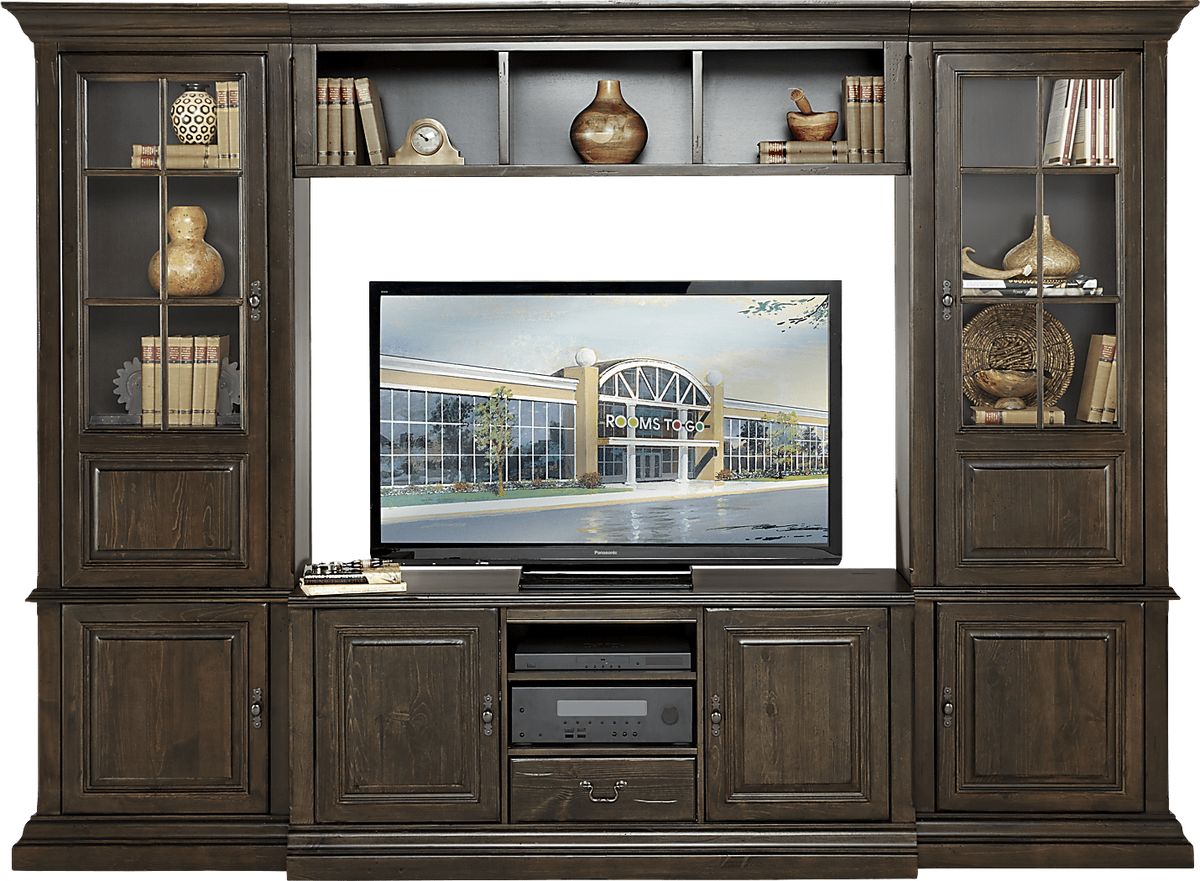 Cole Valley Walnut Dark Wood 4 Pc Wall Unit | Rooms to Go
