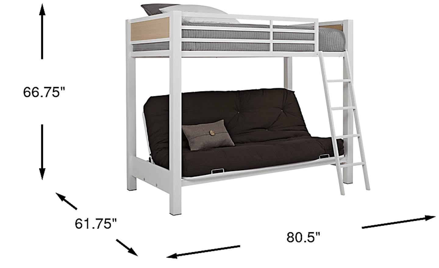 Colefax Avenue White Colors,White Twin/Futon Loft Bed | Rooms to Go