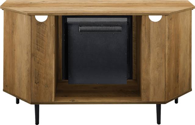 Collington Brown Dark Wood 48" Console, With Electric Fireplace | Rooms ...