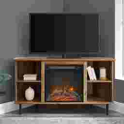 Collington Brown Dark Wood 48" Console, With Electric Fireplace | Rooms ...