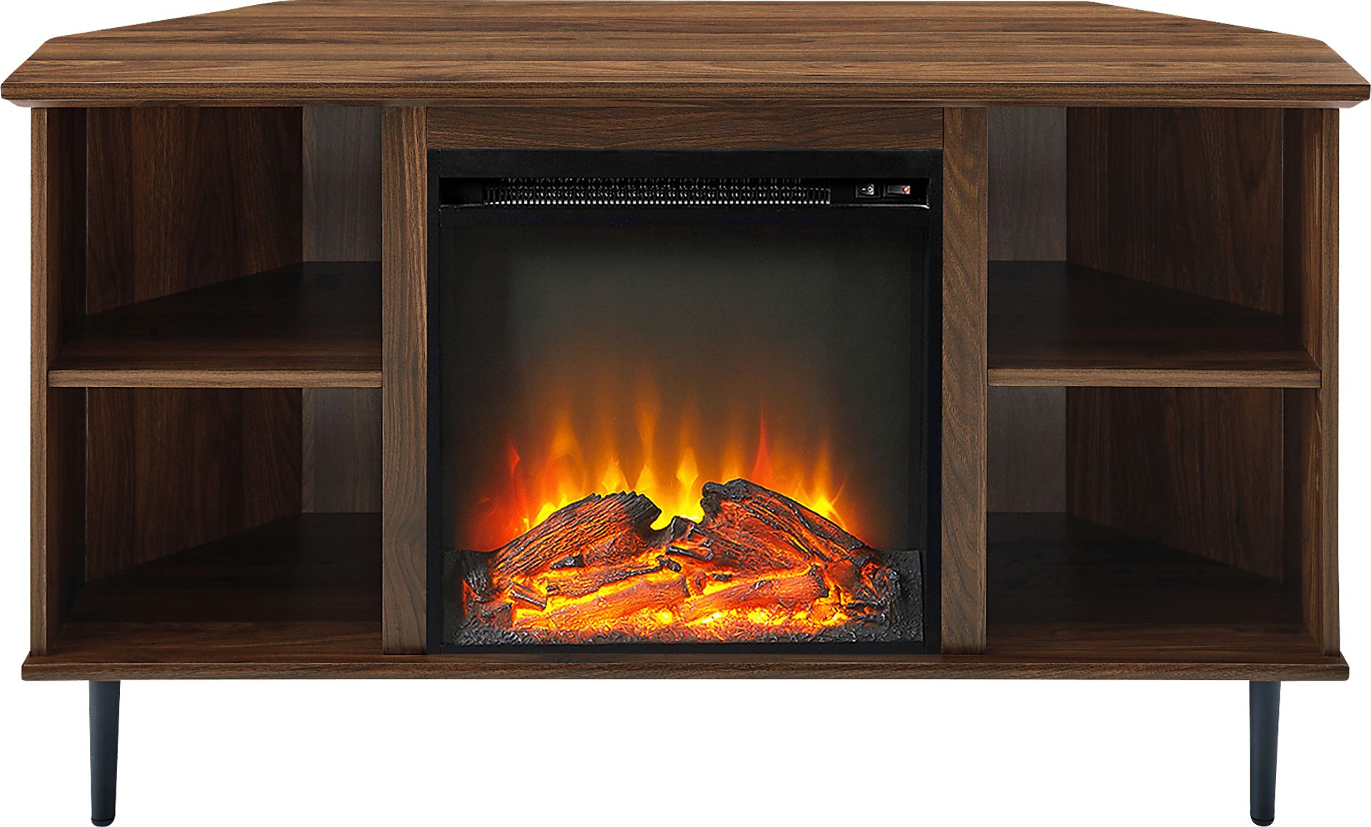 Collington Walnut Dark Wood 48" Console, With Electric Fireplace ...