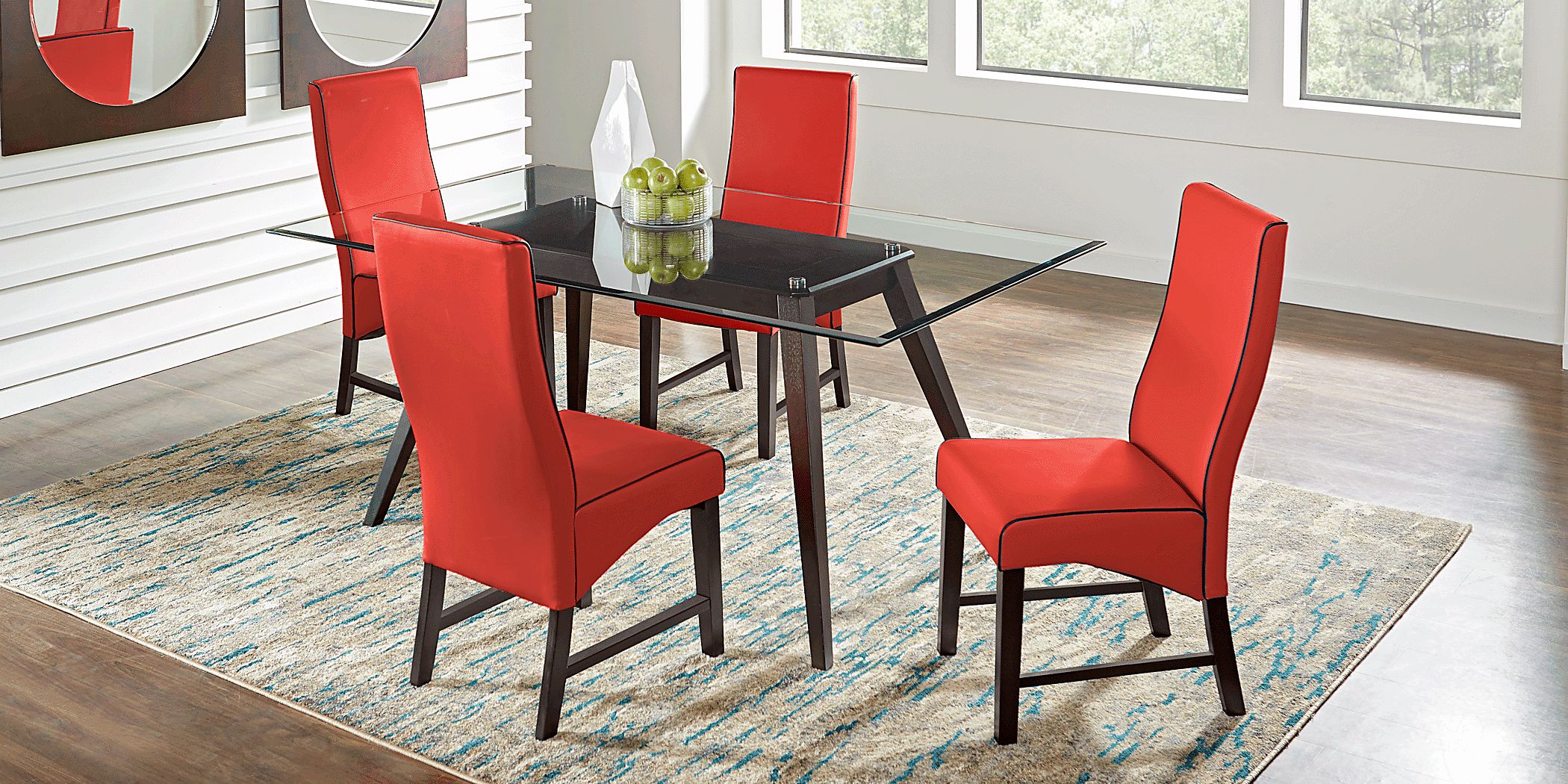 Colonia Hills 5 Pc Espresso Dark Wood Red Dining Room Set With Dining ...