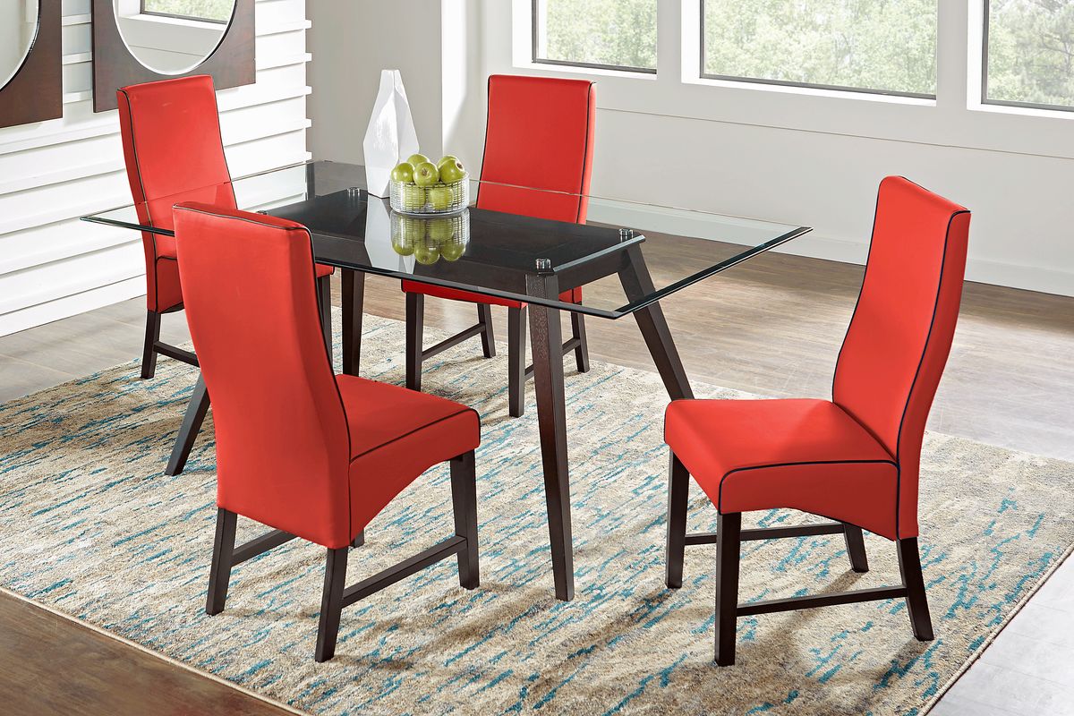 Colonia Hills 7 Pc Espresso Dark Wood Red Dining Room Set With Dining ...