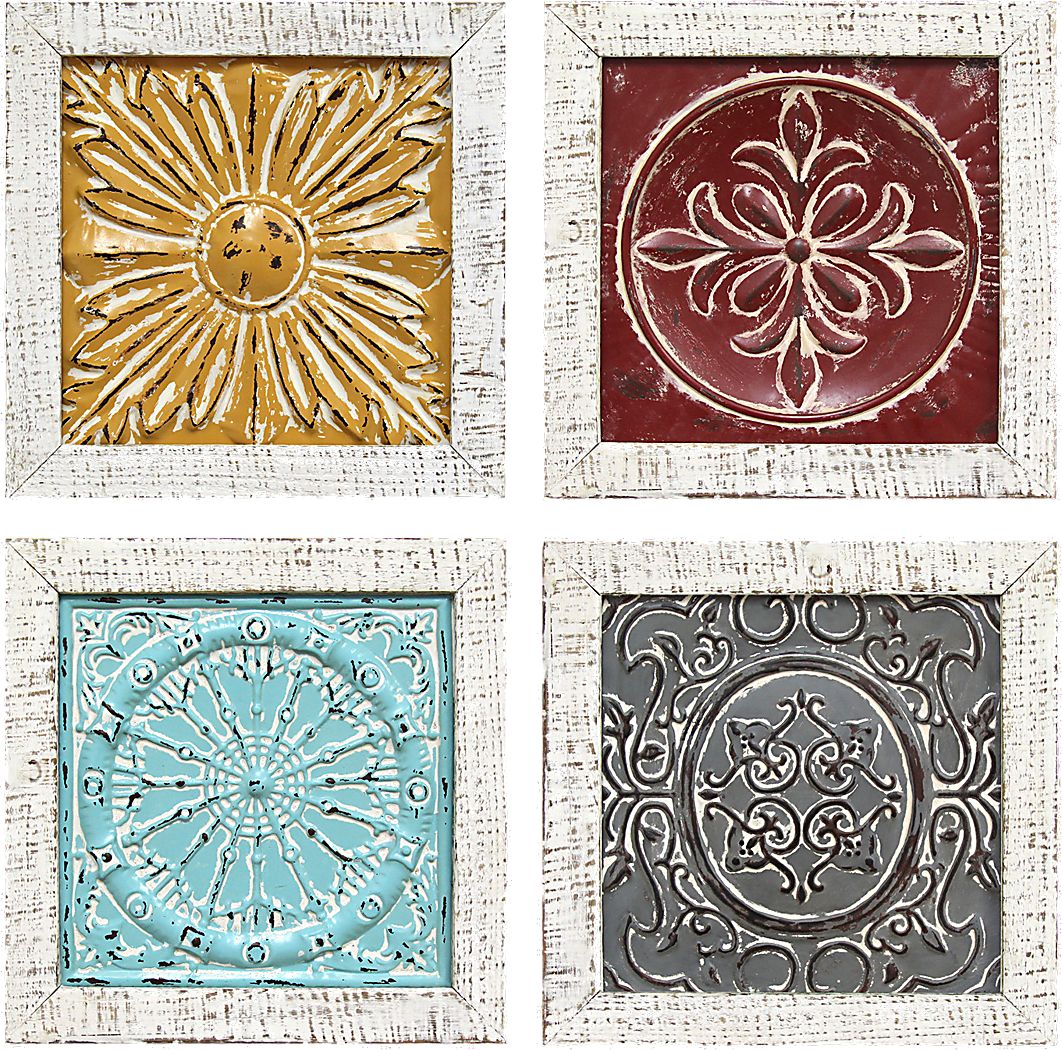 Colorful Tiles Set Of 4 Wall Art | Rooms to Go
