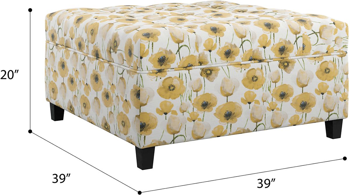 Colwood Yellow Polyester Fabric Cocktail Ottoman | Rooms to Go