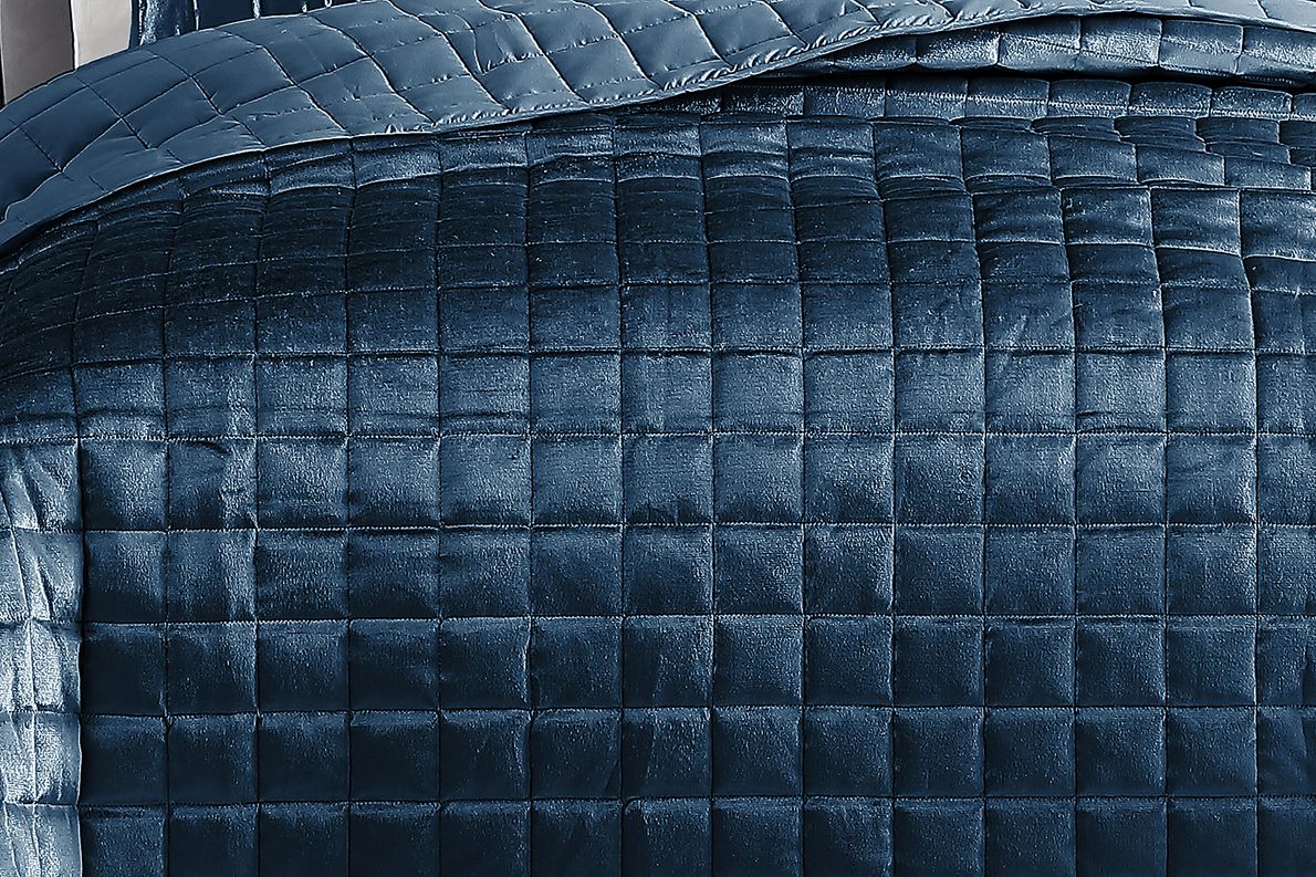 Constock Blue 3 Pc King Coverlet Set - Rooms To Go