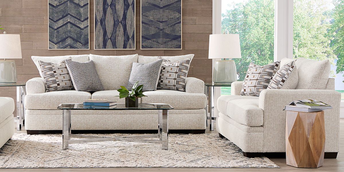 Cooper White Chenille Fabric Loveseat | Rooms to Go