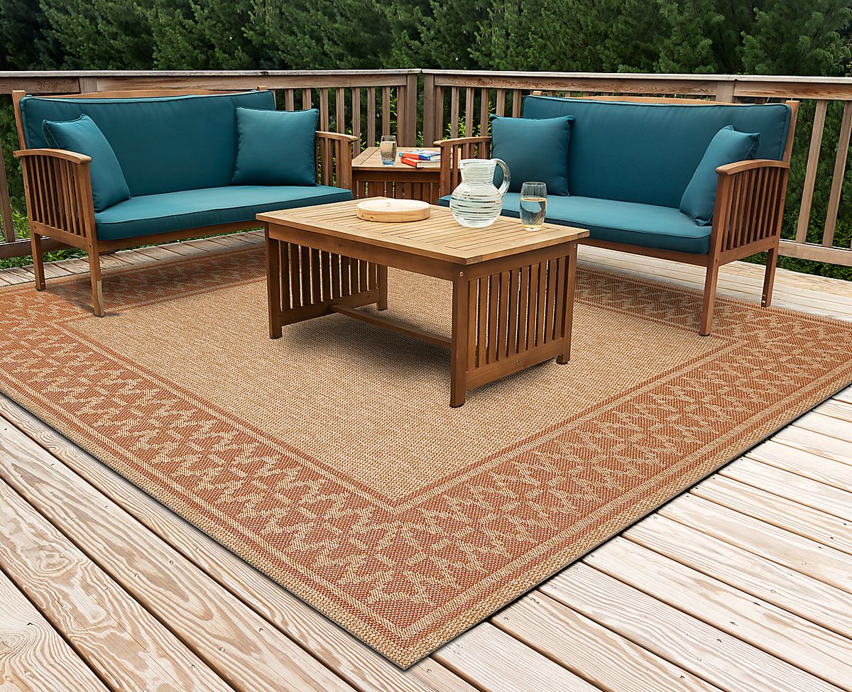 Coosaw Terracotta Orange Outdoor Rugs | Rooms to Go