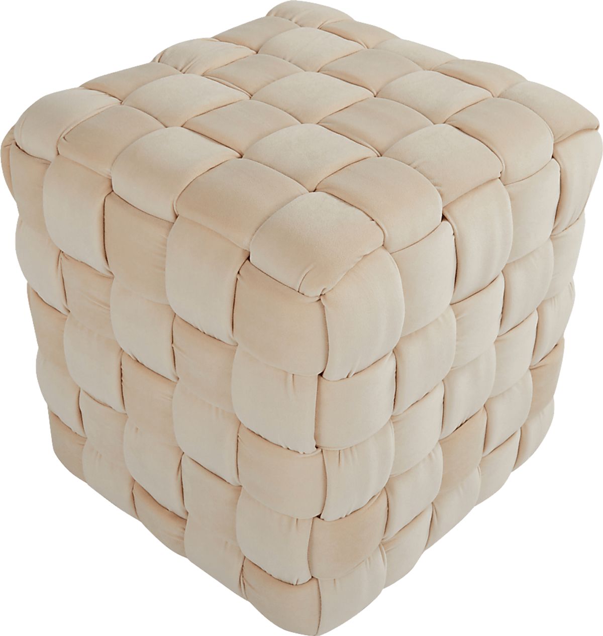 Copeleigh Cream Beige Velvet Plush Ottoman | Rooms to Go