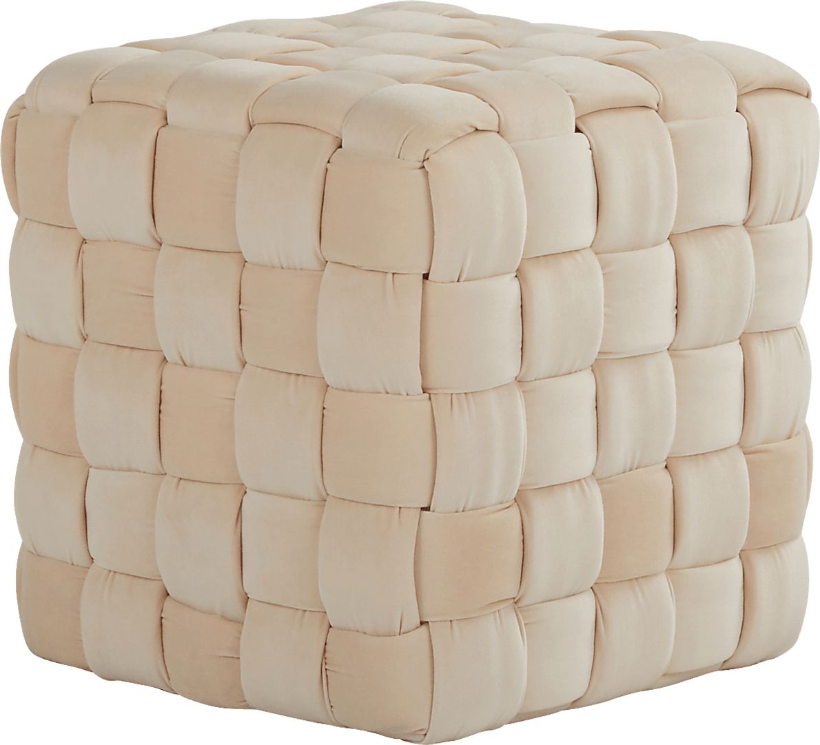 Copeleigh Cream Beige Velvet Plush Ottoman - Rooms To Go