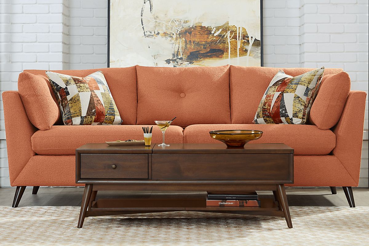 Drew & Jonathan Copenhagen 2 Pc Terracotta Orange Chenille Fabric ...