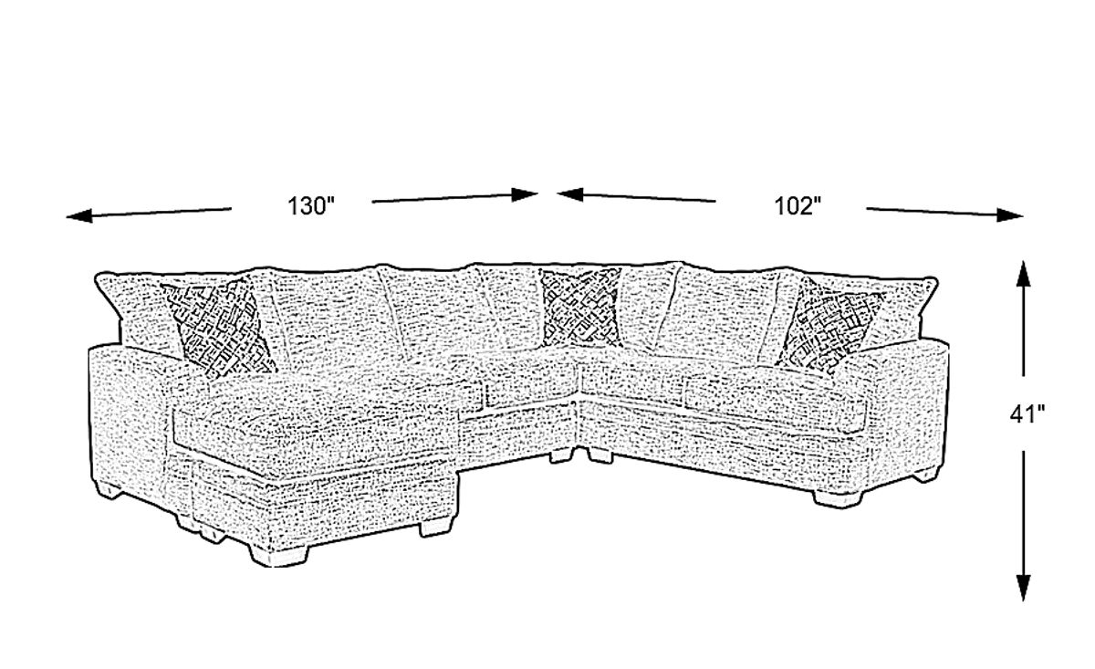Copley Court Pewter Gray Chenille Fabric Premium Sleeper 2 Pc With Chaise Left Arm Sectional